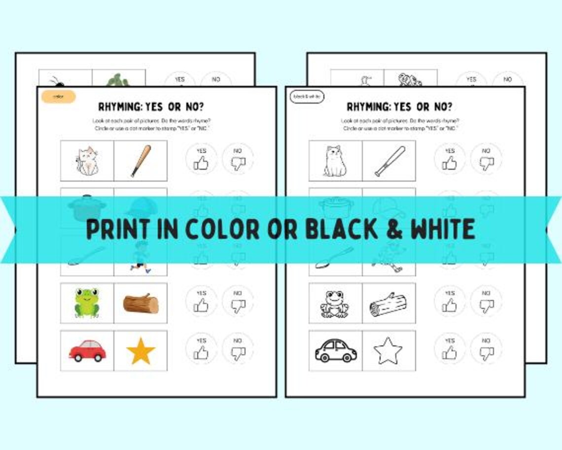 Rhymes: Yes or No? Rhyming Practice for Toddlers, Rhyming Practice for ...