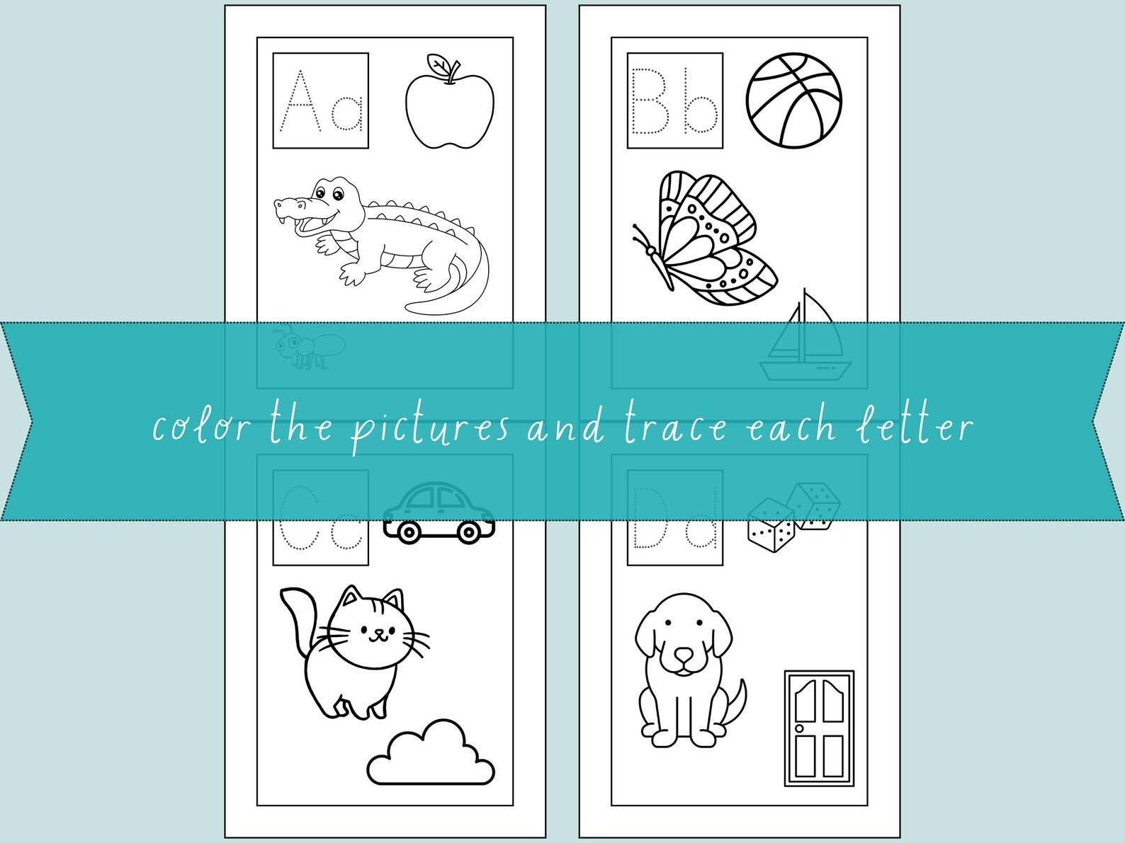 Alphabet Coloring Pages; Trace Letters, Preschool Printables, Toddler ...