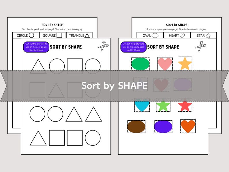 Sorting Activities; Cut and Glue Pictures, Sorting Practice, Preschool ...