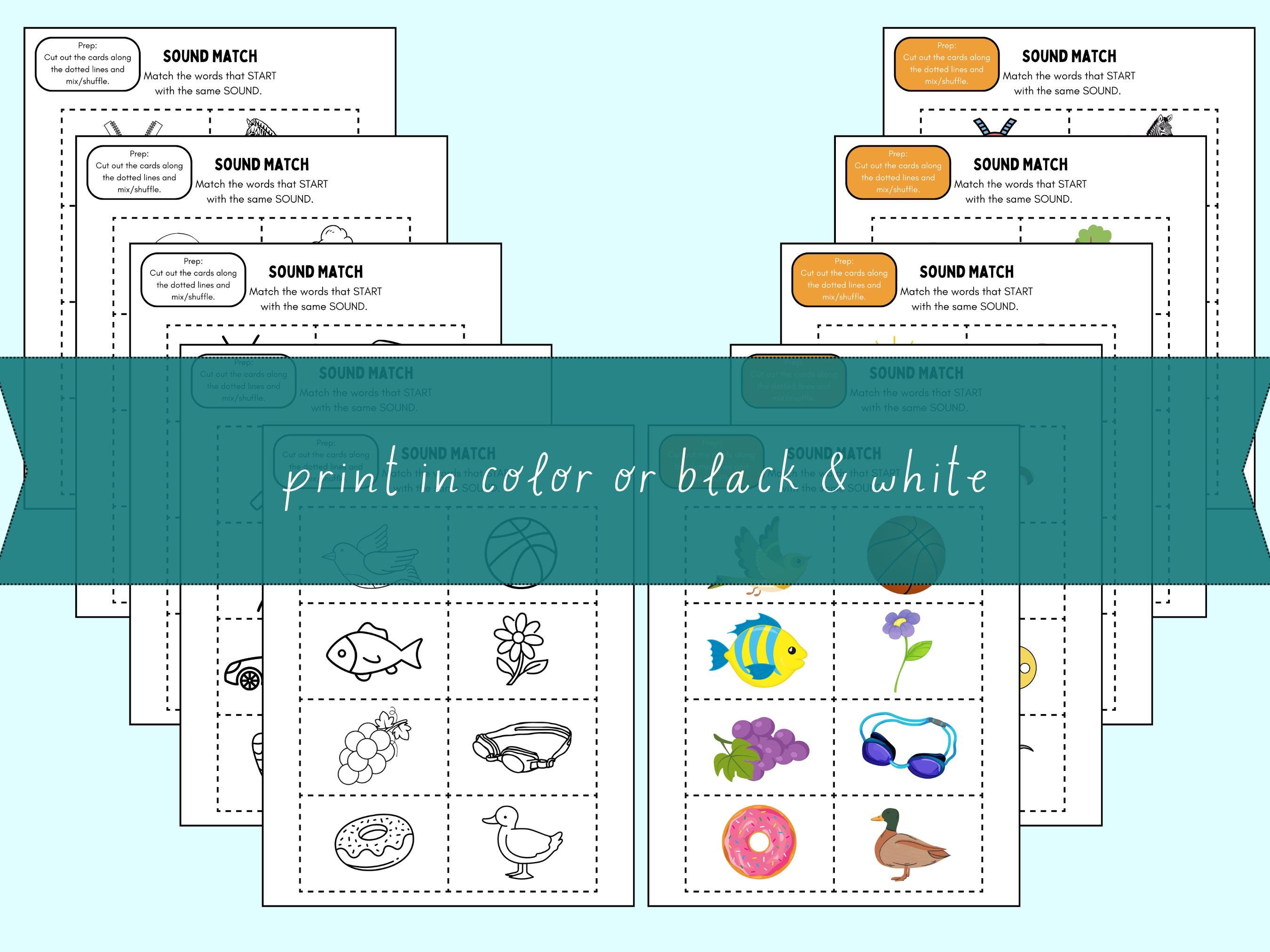 Beginning Sounds Matching Game, Match Initial Sounds, Matching Cards ...