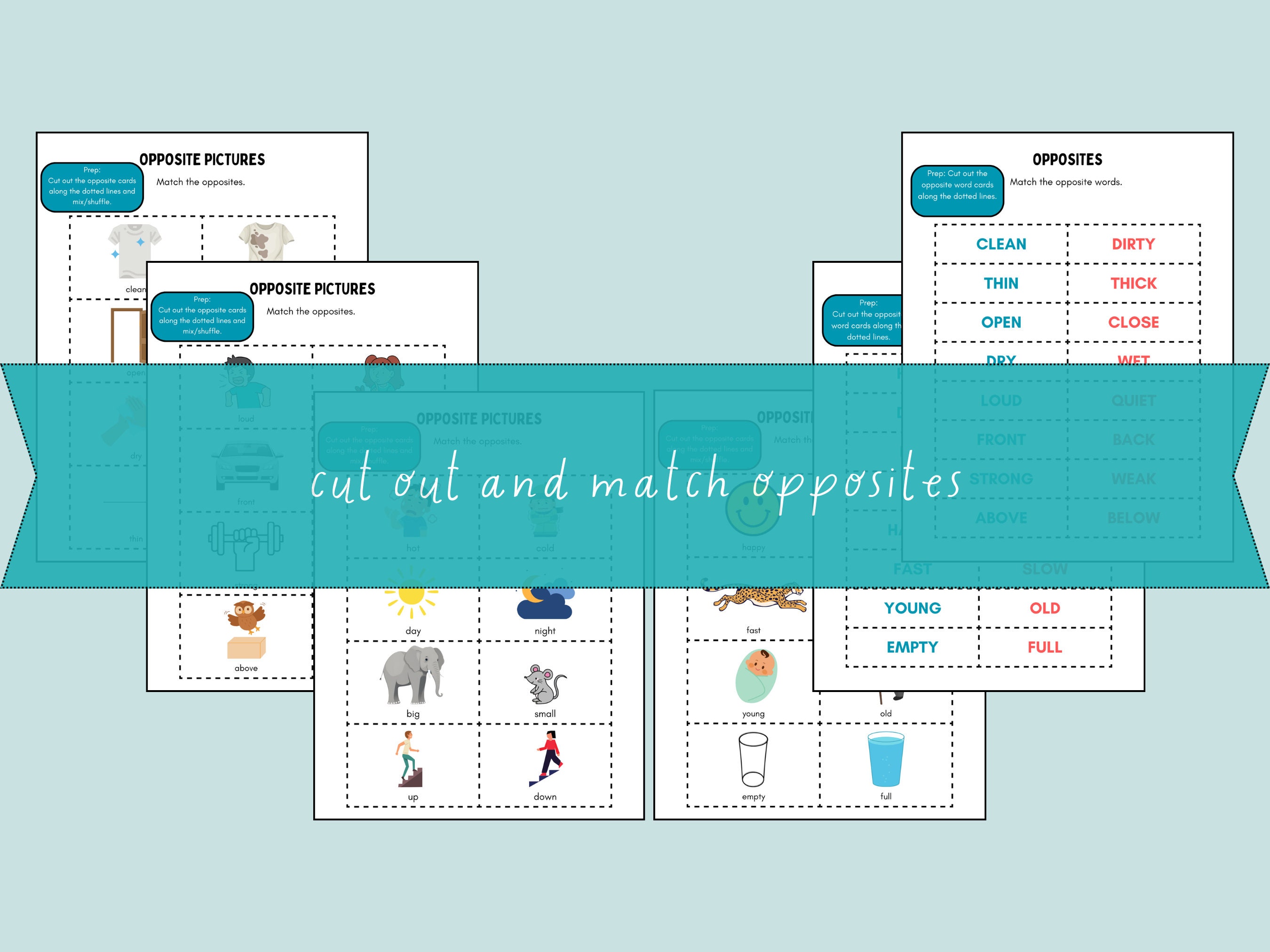 Opposite Matching Game; Match Opposite Words, Memory Game for Kids ...