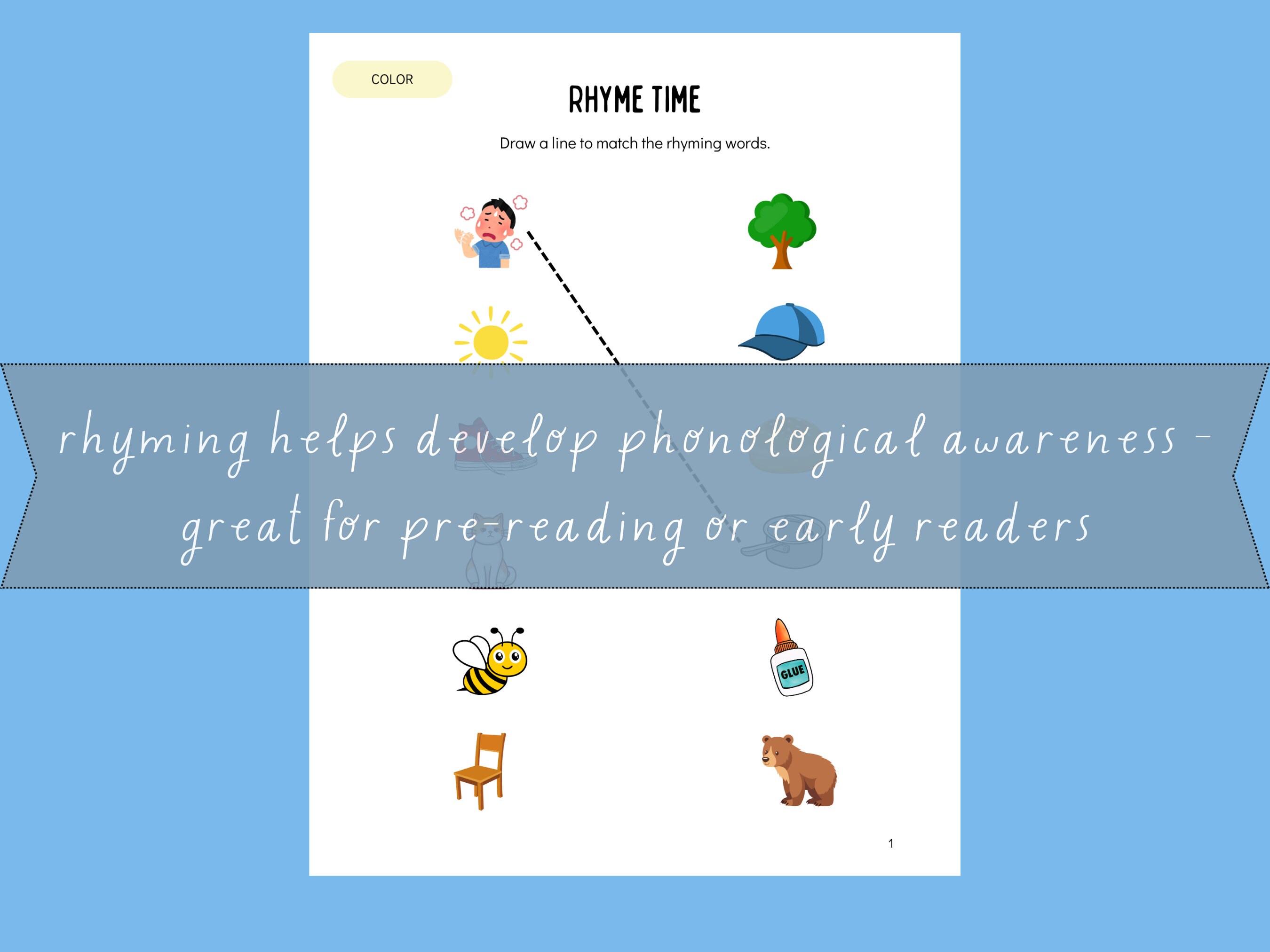 Match the Rhyming Words, Phonological Awareness, Preschool Printables ...