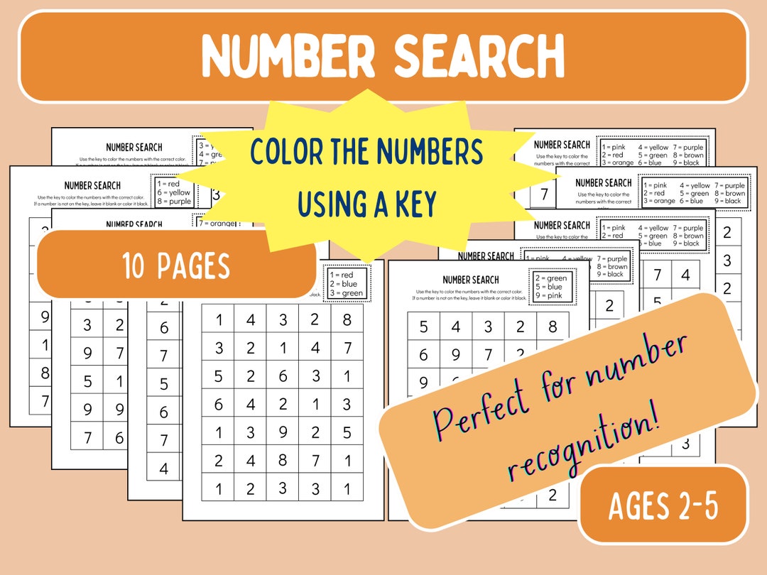 Number Search: Find the Numbers and Color Using a Key; Number ...