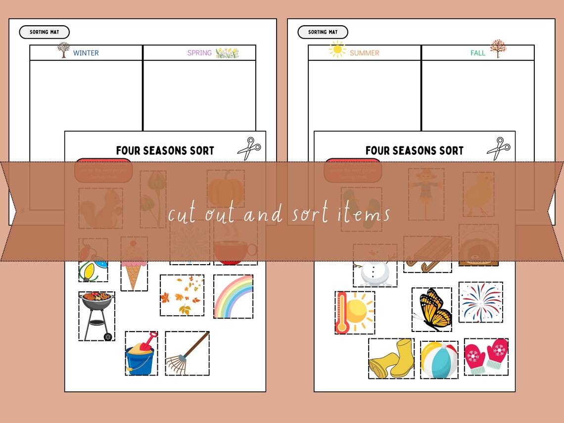 Four Seasons Sort, Sorting Activity for Kids, Preschool Printable ...
