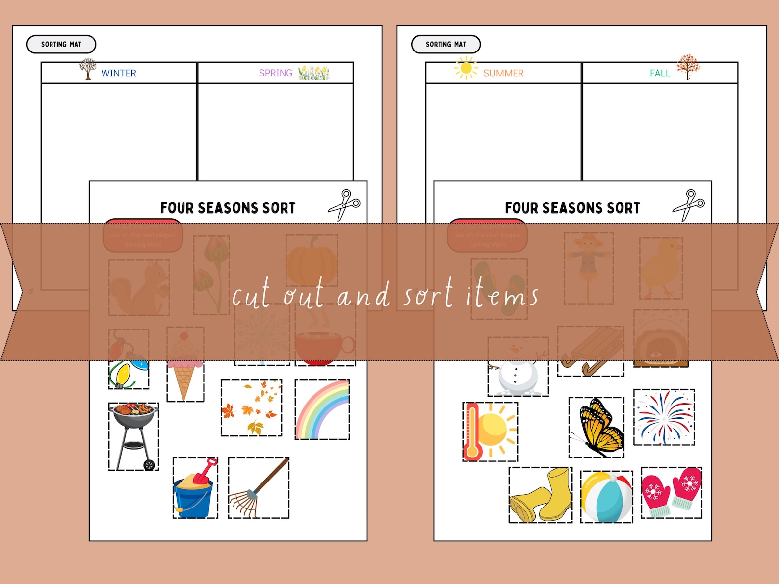 Four Seasons Sort, Sorting Activity for Kids, Preschool Printable ...