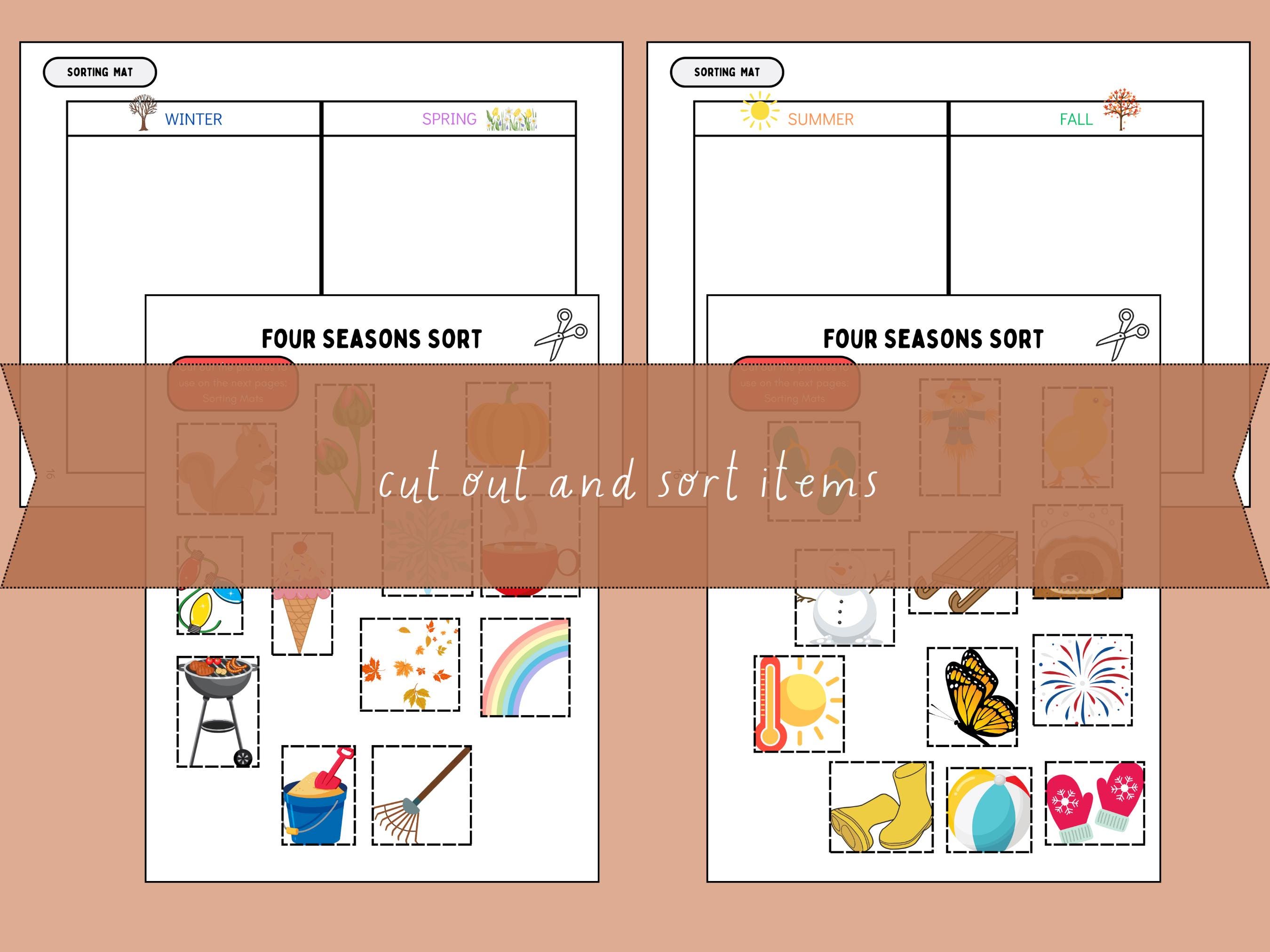 Four Seasons Sort, Sorting Activity for Kids, Preschool Printable ...