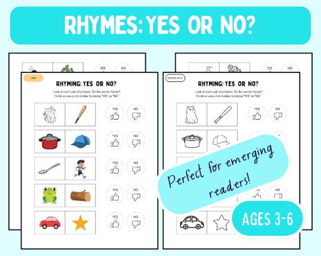 Rhymes: Yes or No? Rhyming Practice for Toddlers, Rhyming Practice for ...