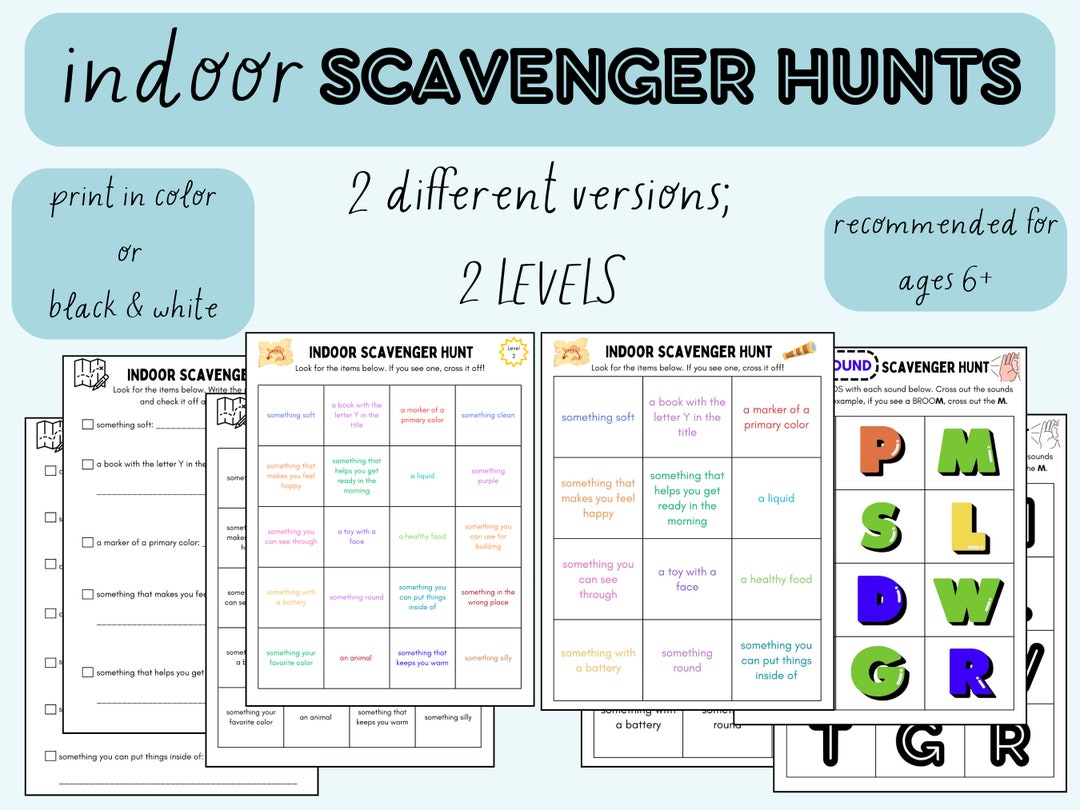 Indoor Scavenger Hunts (ages 6+) - Etsy
