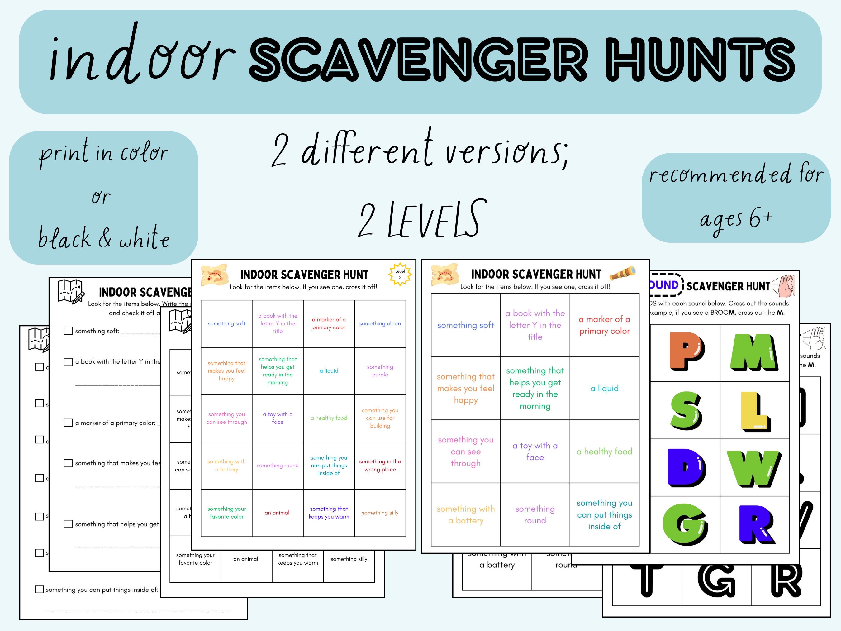 Indoor Scavenger Hunts (ages 6+) - Etsy