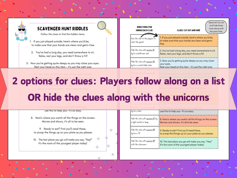 Unicorn Scavenger Hunt, Indoor Game for Kids, Birthday Party Game for ...