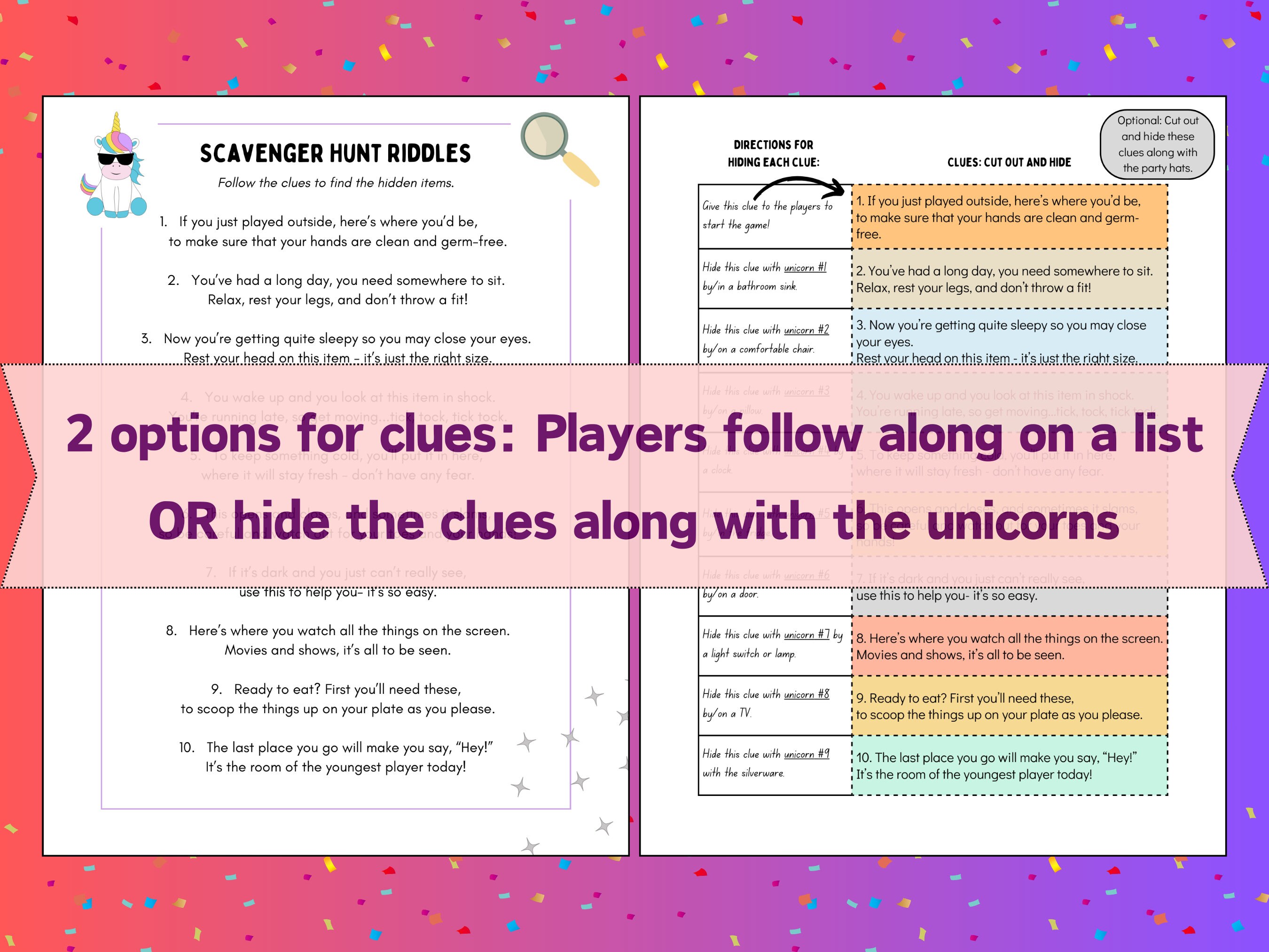 Unicorn Scavenger Hunt, Indoor Game for Kids, Birthday Party Game for ...