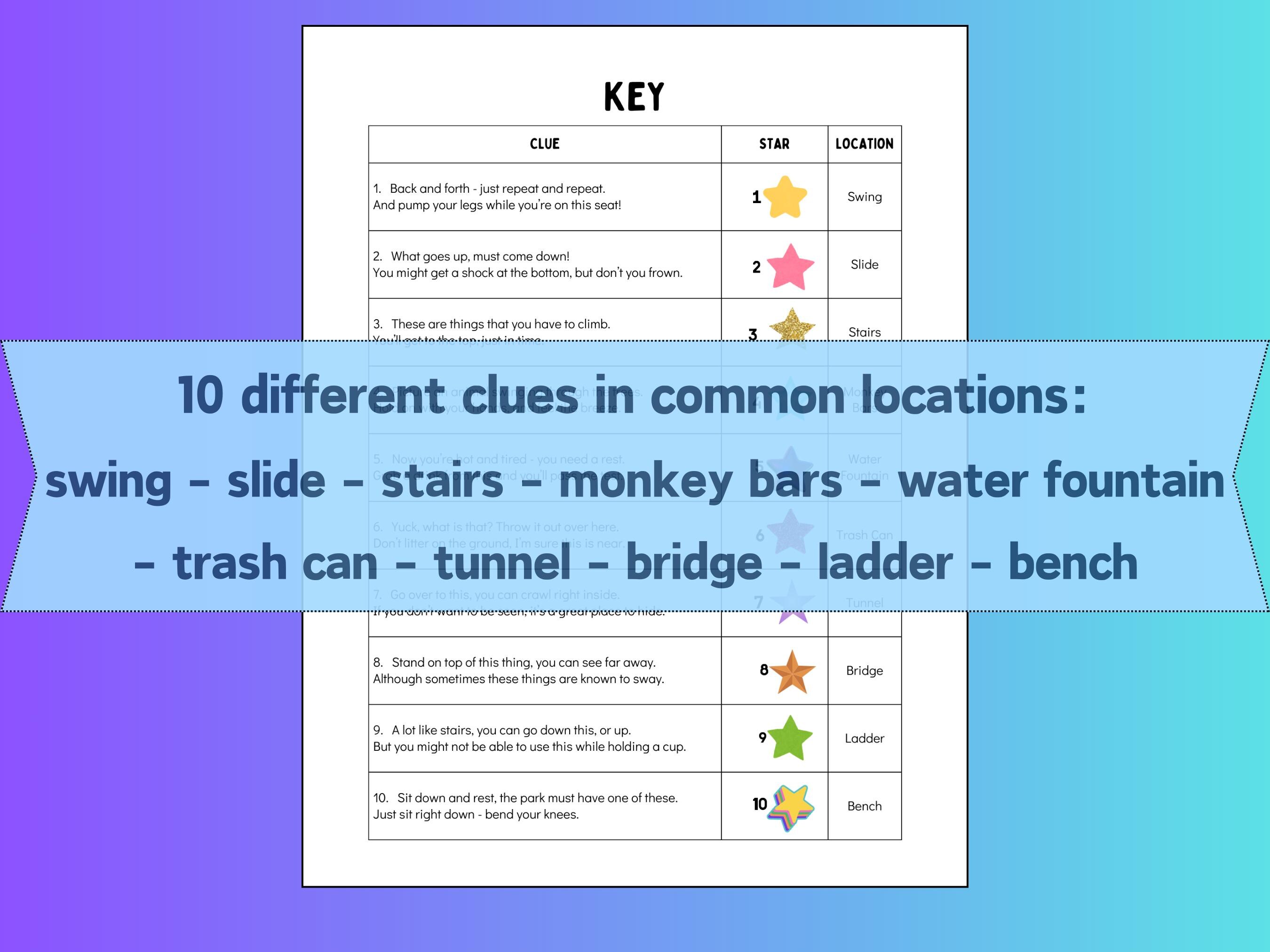 Playground Scavenger Hunt; Scavenger Hunt for Kids With Riddles, Follow ...