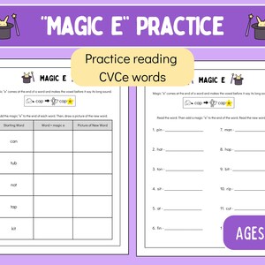 Magic E Practice Worksheets: 2 Worksheets to Practice Words That End in ...