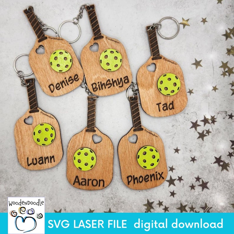 Pickleball Paddle Key Chain SVG Design File - Etsy