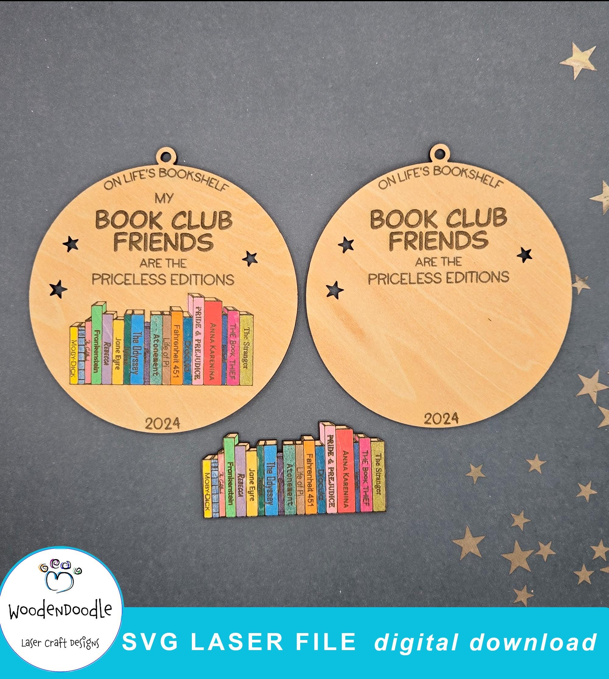 Book Club Friends SVG Ornament Design | Personalized Literary Keepsake ...