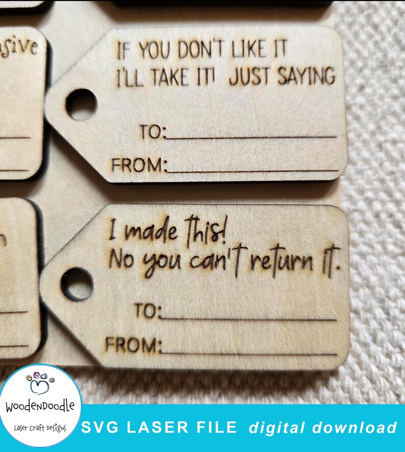 Funny Gift Tag SVG Files | Set of 15 Laser Cut Gift Tags With Sayings ...