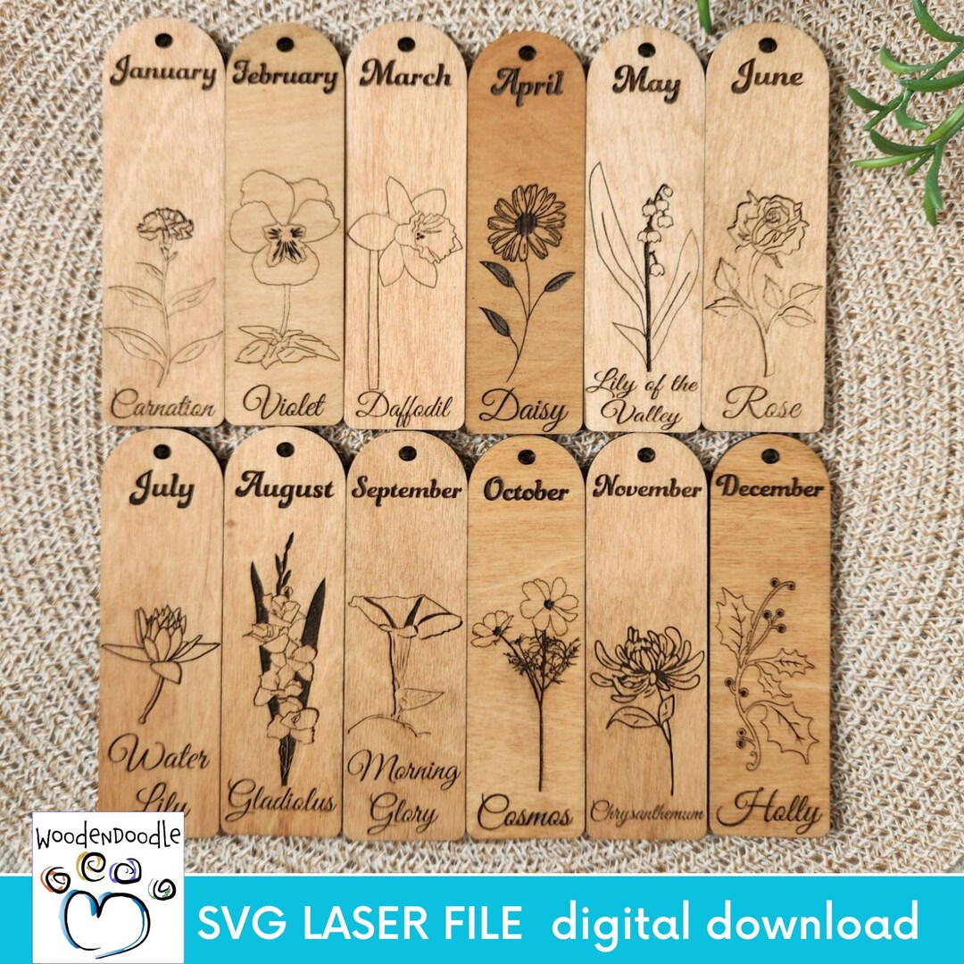 Bookmarks, Birth Month Flowers, SVG, Digital Design - Etsy