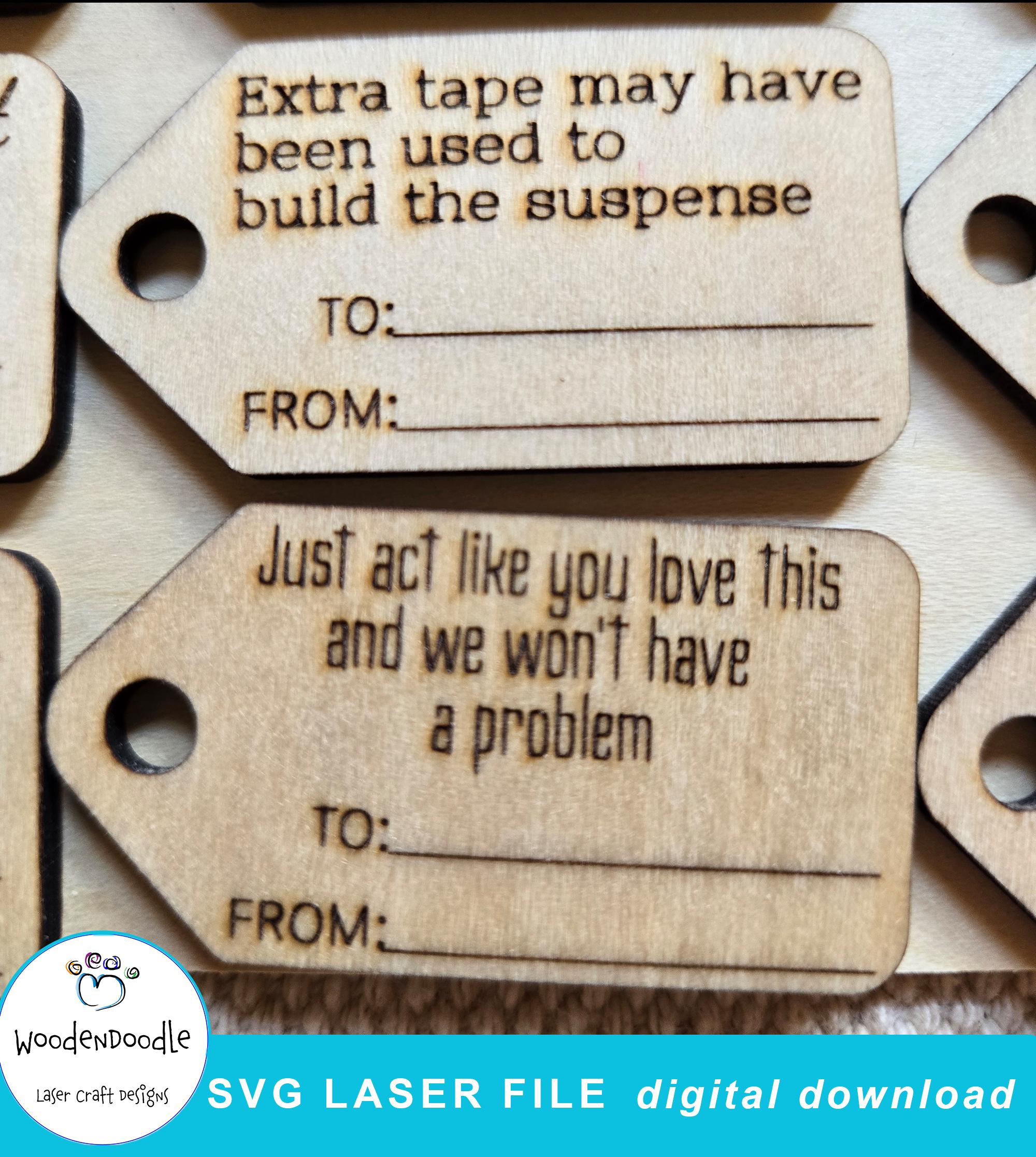Funny Gift Tag SVG Files | Set of 15 Laser Cut Gift Tags With Sayings ...