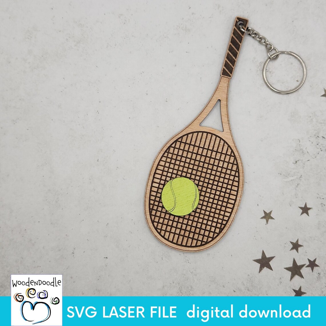 Tennis Racket Key Chain SVG Design File - Etsy