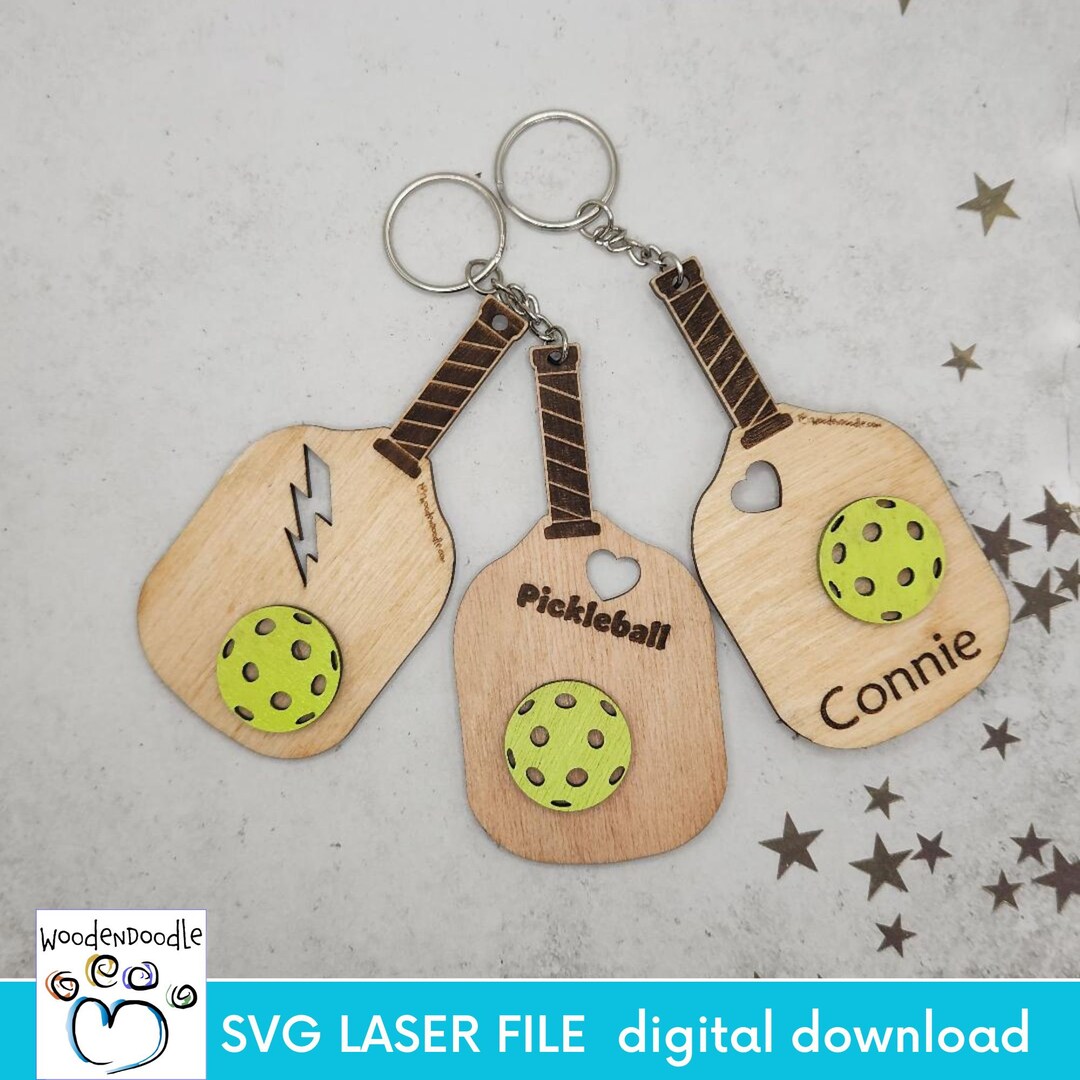 Pickleball Paddle Key Chain SVG Design File - Etsy