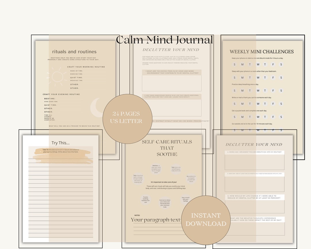 Mental Health Planner Printable Calm Your Mind Journal Digital ...