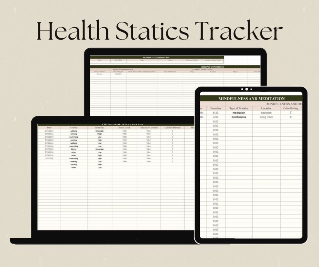 Complete Health Statistics Tracker | Digital Health Journal ...