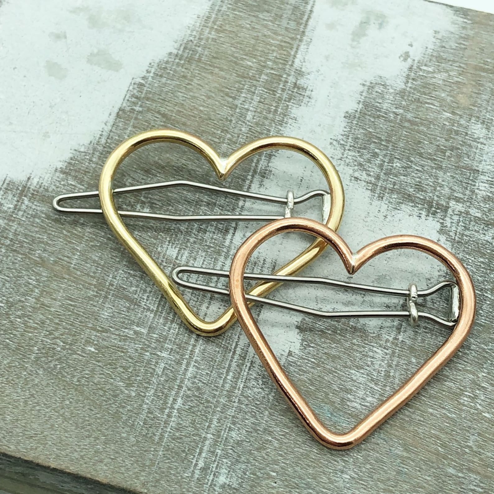 Small Gold Heart Barrette Heart Barrette Gift for Her - Etsy