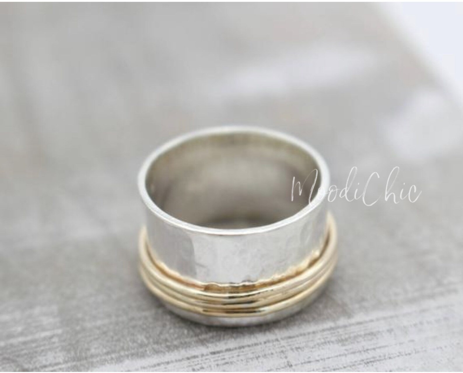 Gold Filled Sterling Silver Spinner Ring Fiddle Ring Gift | Etsy