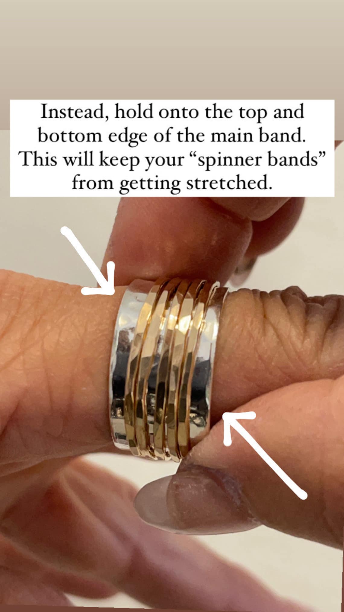 Sterling Silver Brushed Gold Spinner Ring Silver Gold Fiddle - Etsy.de