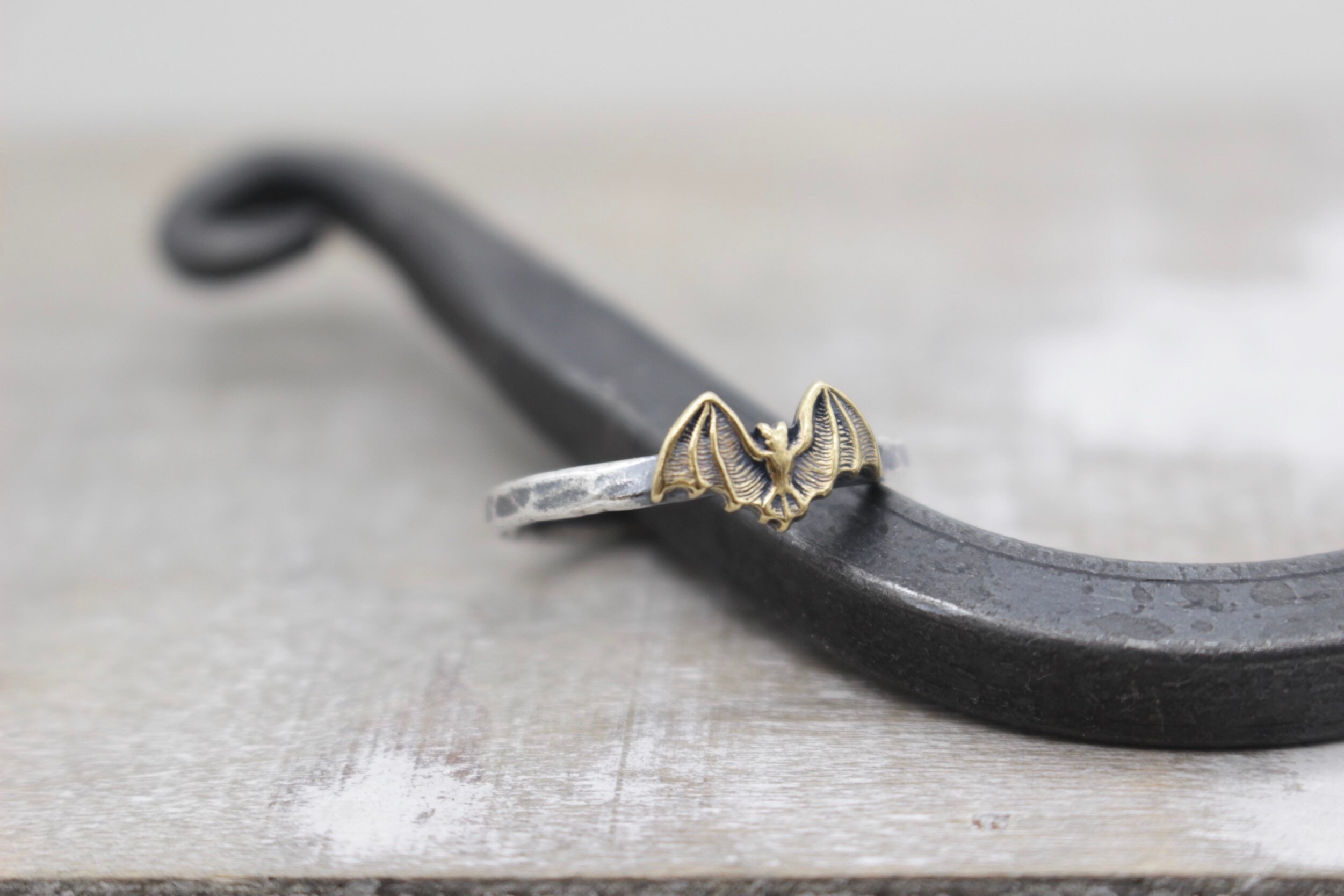 Bat Ring Sterling Silver Stackable Ring Band Gift for Her - Etsy