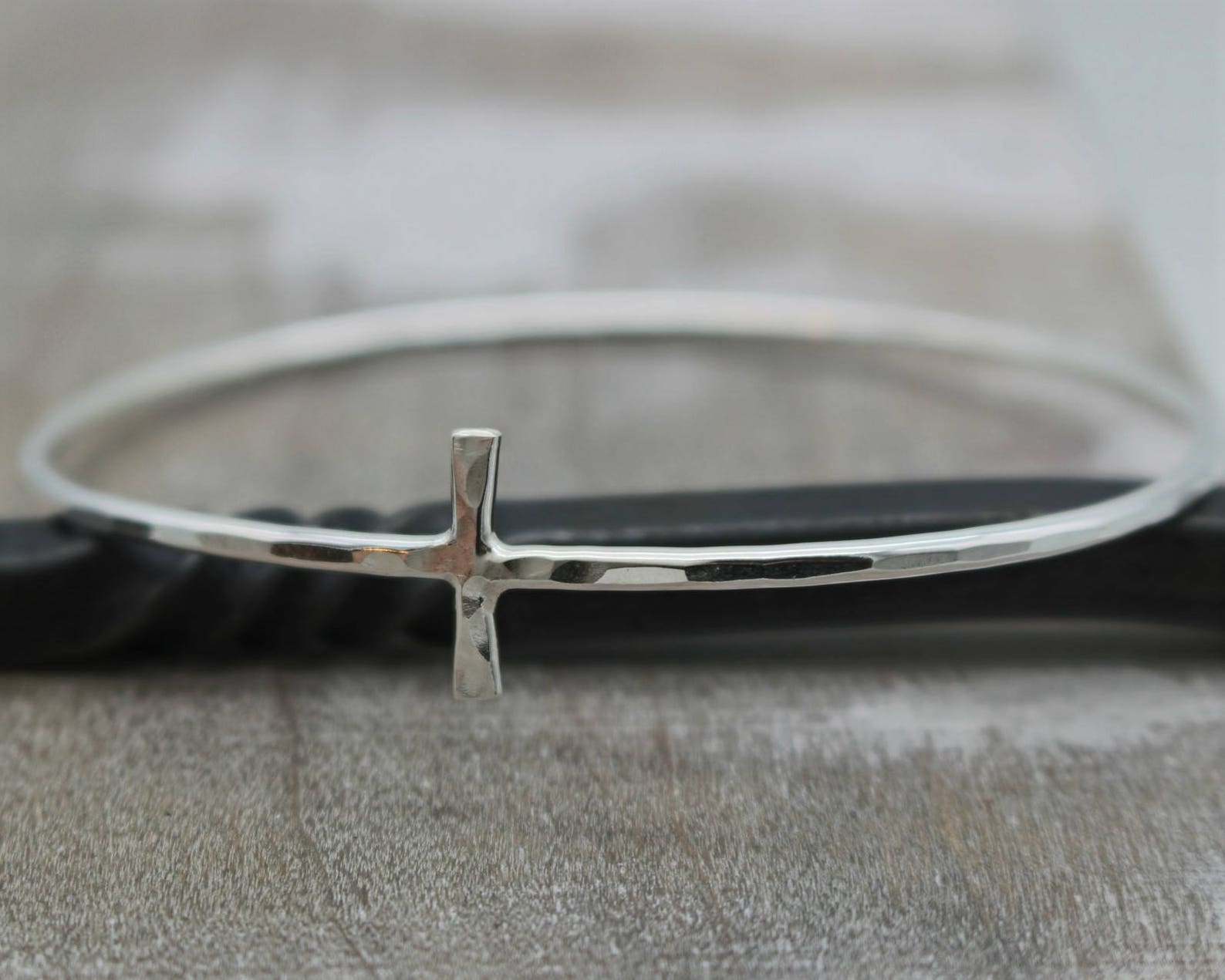 Cross Bangle Sterling Silver Bangle Cross Bracelet Gift - Etsy