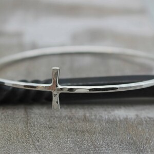 Cross Bangle Sterling Silver Bangle Cross Bracelet Gift for Her Jewelry ...