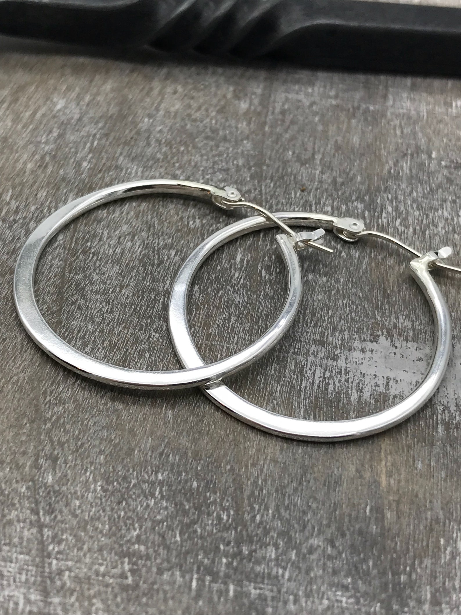 Simple Silver Hoop Earrings Sterling Silver Hoops Sterling Earrings 1 ...