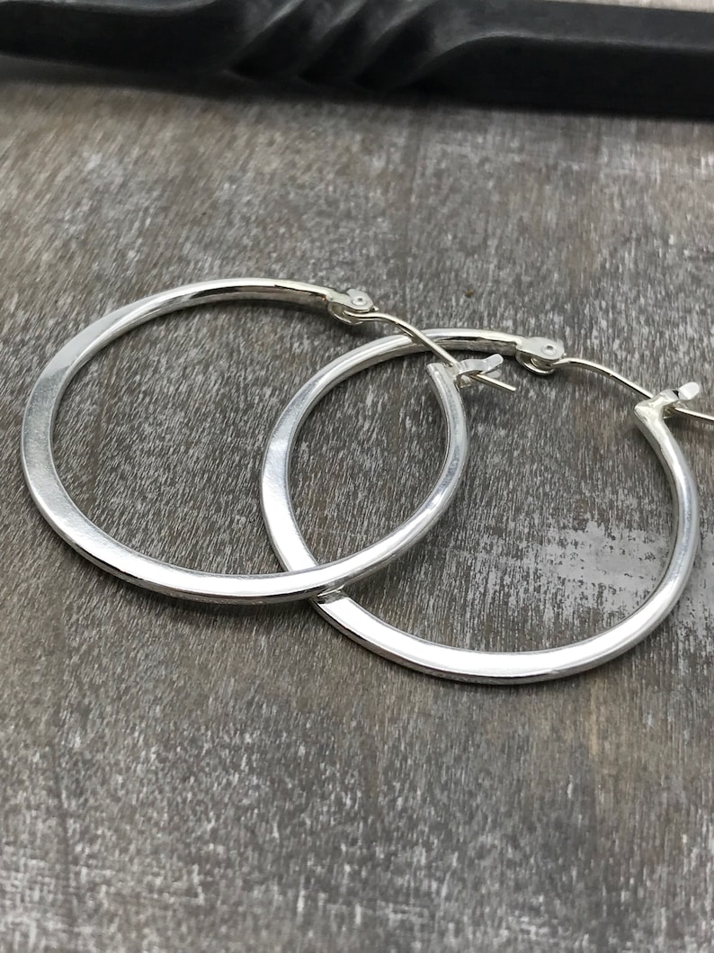 Simple Silver Hoop Earrings sterling silver Hoops Sterling | Etsy