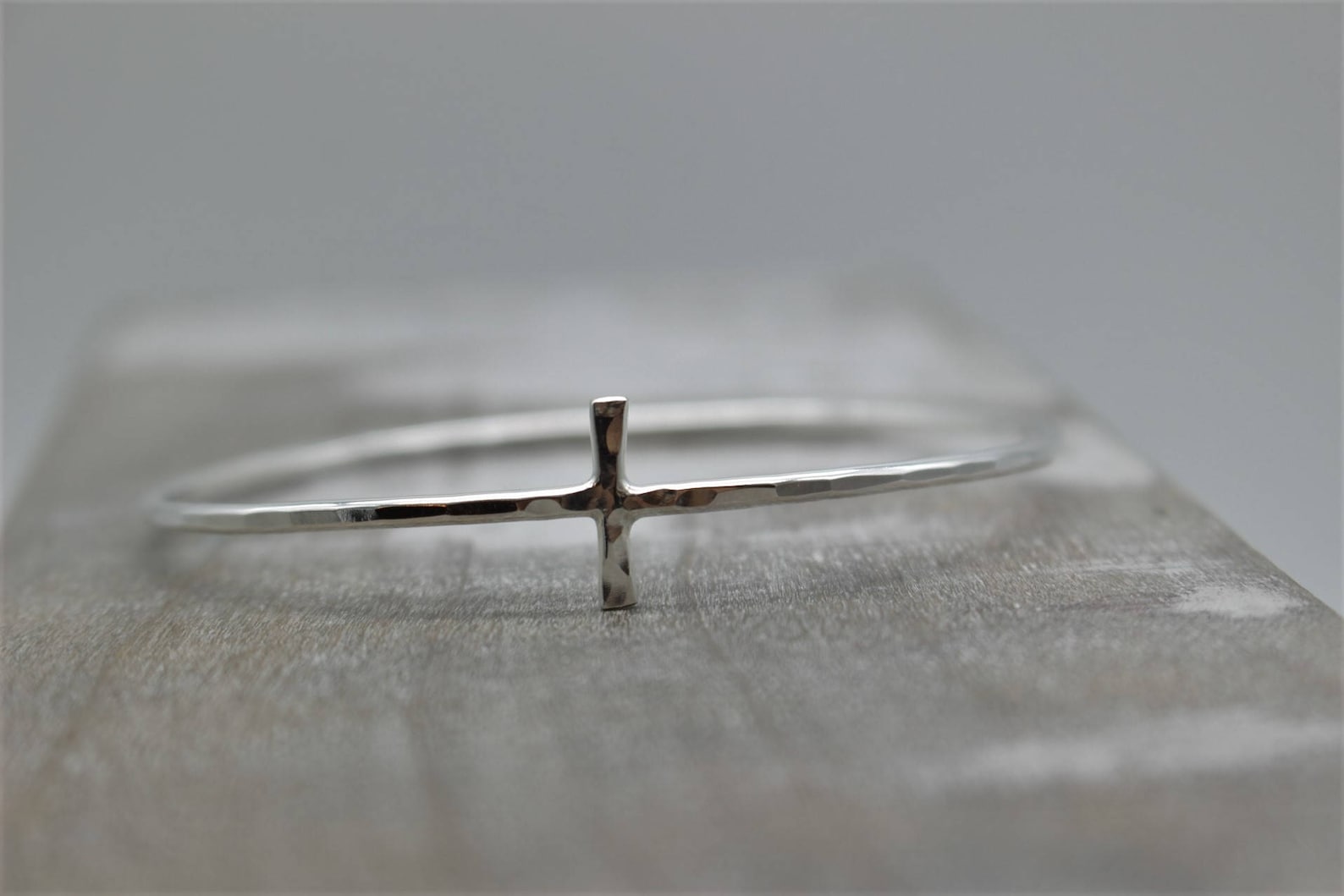 Cross Bangle Sterling Silver Bangle Cross Bracelet Gift - Etsy