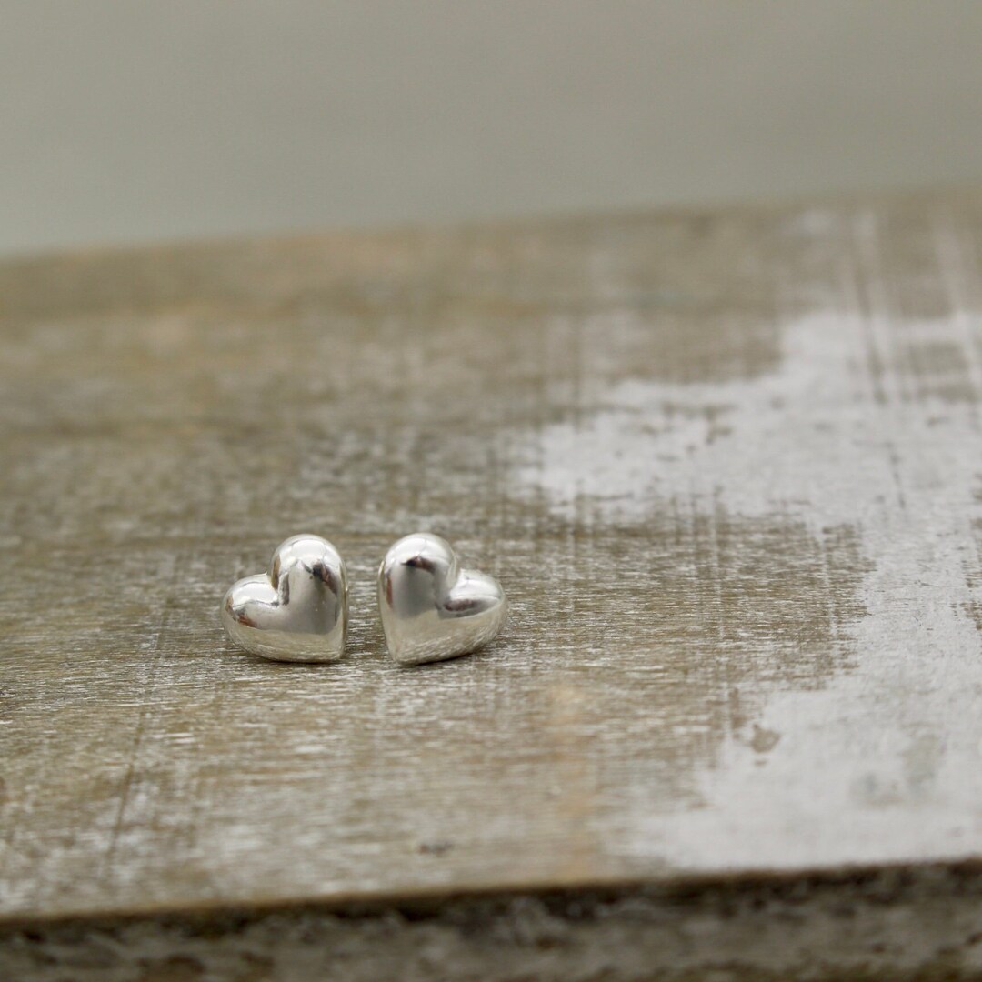 Small Simple Sterling Silver Heart Stud Earrings / Heart Earrings ...