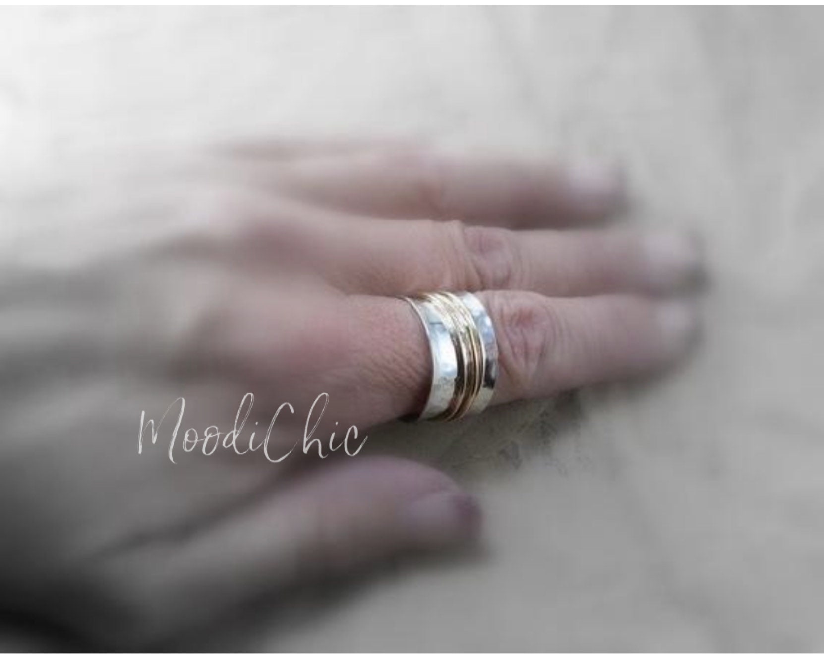 Gold filled sterling silver spinner ring Fiddle Ring Gift | Etsy