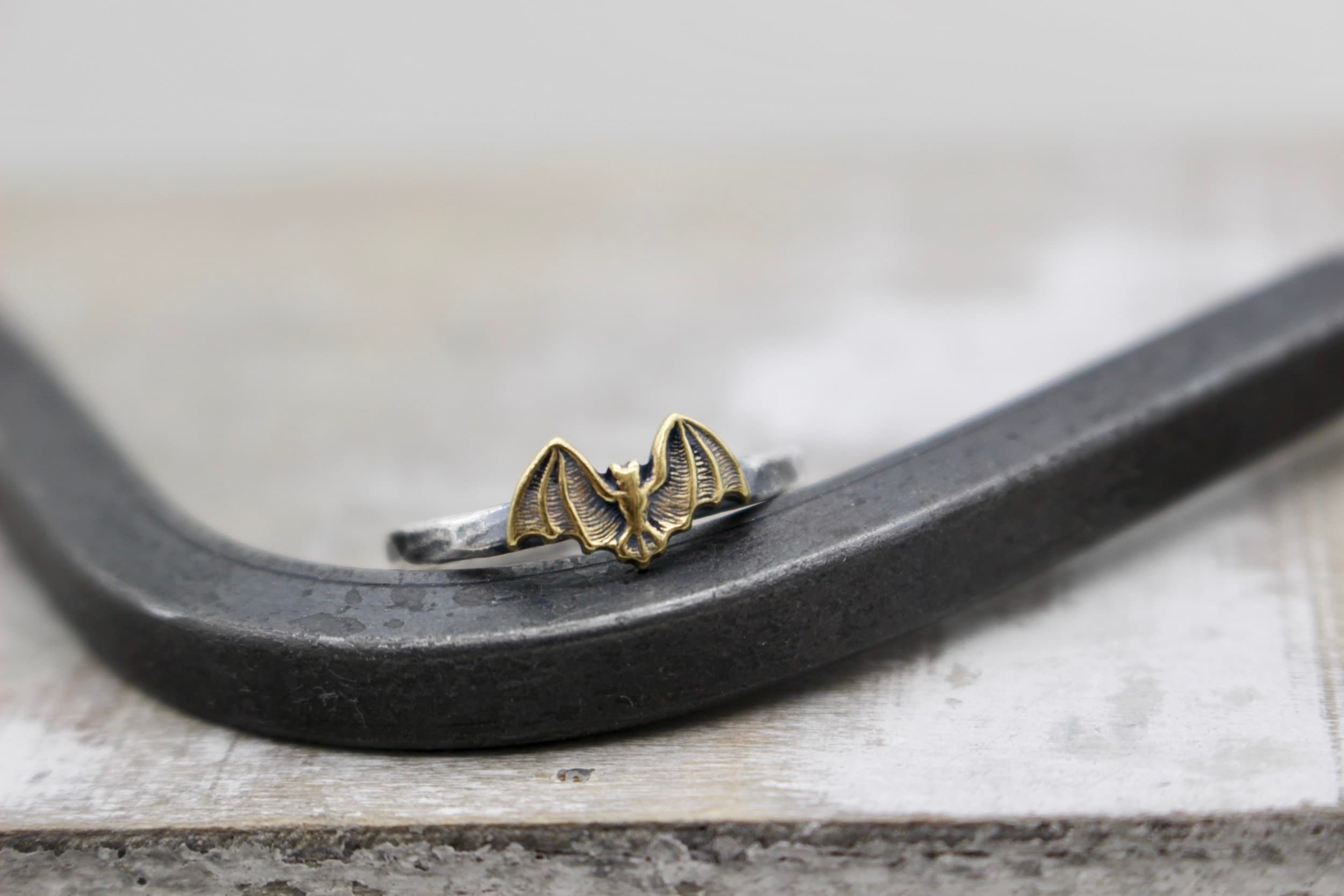 Bat Ring Sterling Silver Stackable Ring Band Gift for Her - Etsy