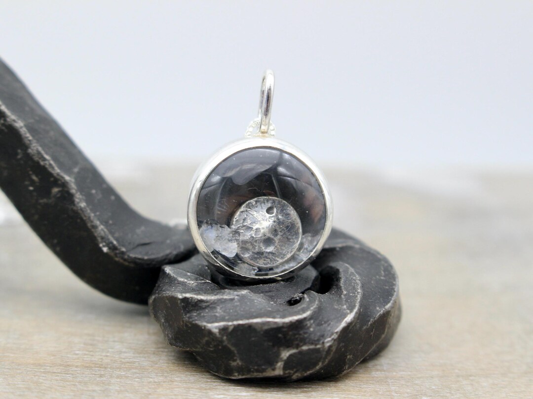 Sterling Silver Moon Necklace / Full Moon Charm Necklace / Kinetic ...