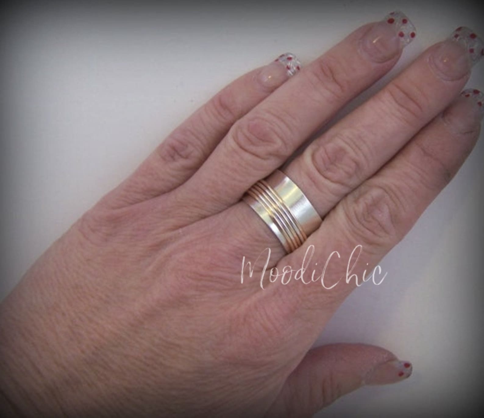 Sterling Silver Gold Wide Band Spinner Ring Fiddle - Etsy