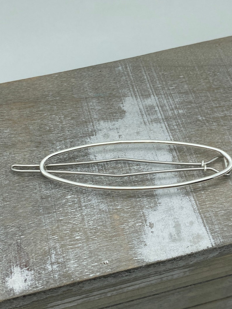Medium Silver oval Barrette Sterling Silver Barrette Hair | Etsy