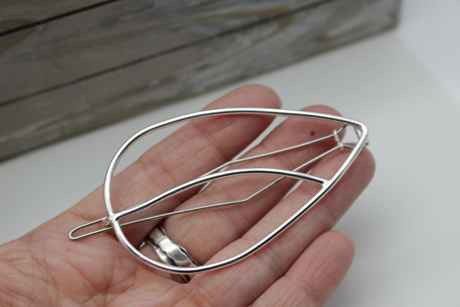 Large Leaf Barrette / Sterling Silver Barrette / Gift for Her - Etsy