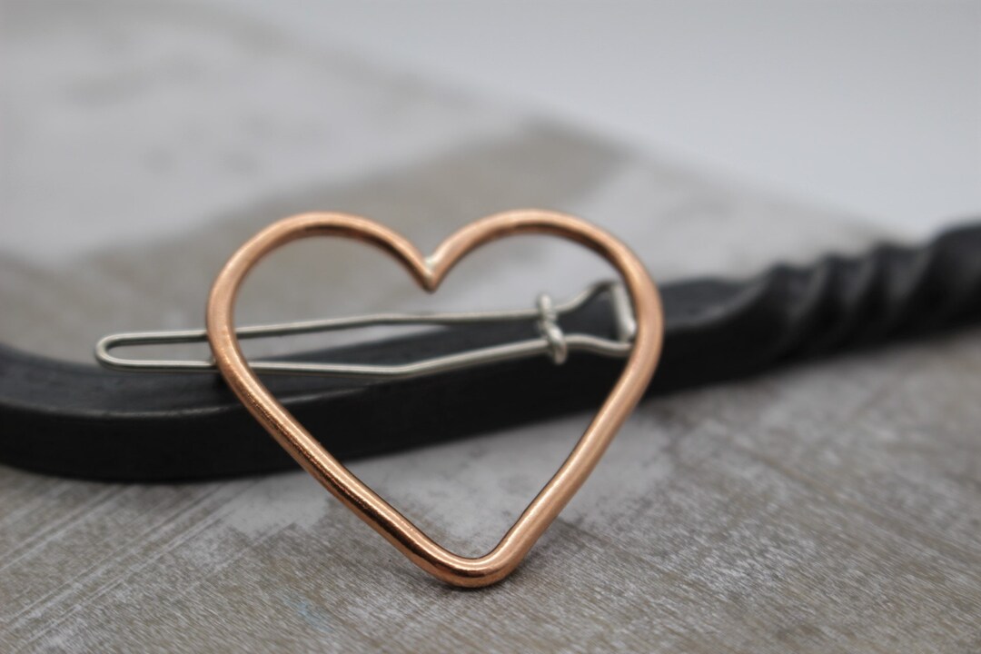 SMALL Copper Heart Barrette - Gift for Her - Girls Barrette - Short ...