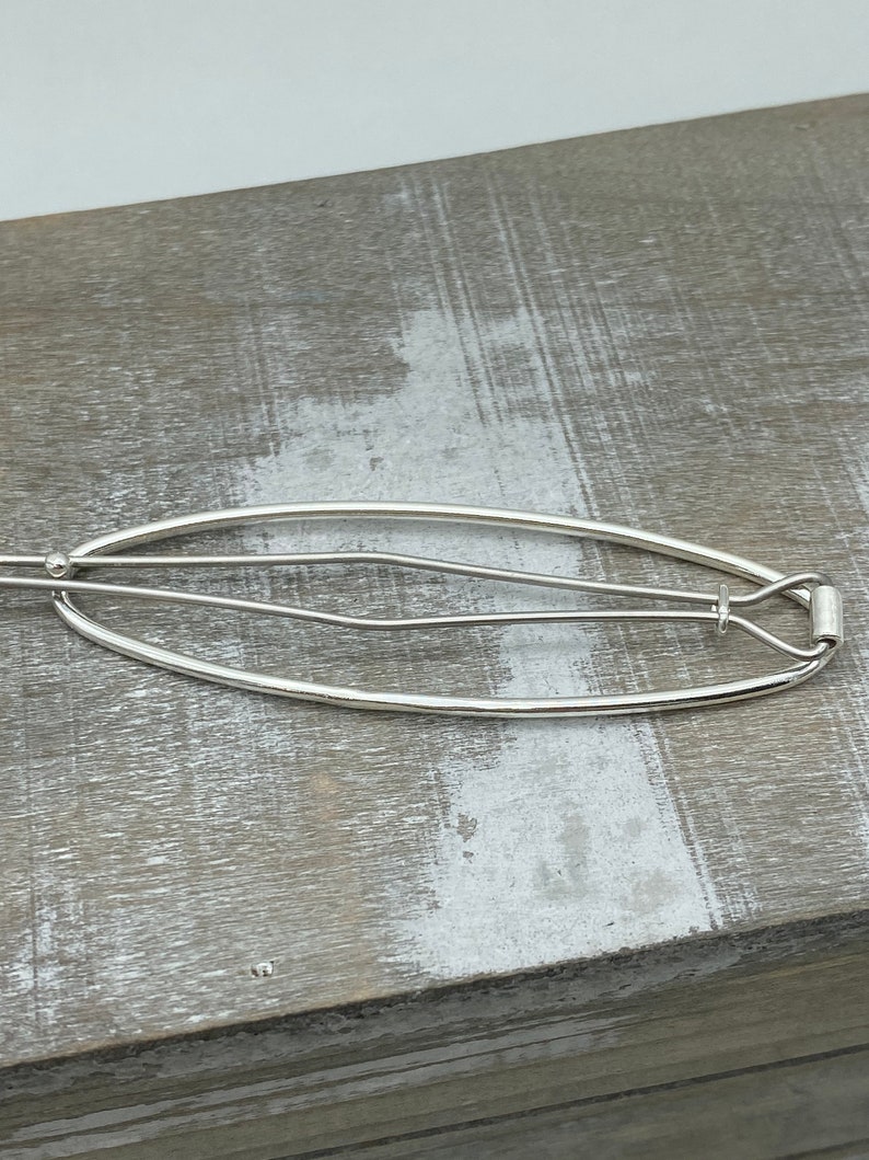 Medium Silver oval Barrette Sterling Silver Barrette Hair | Etsy