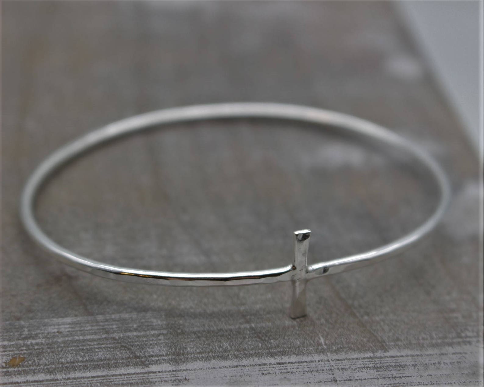 Cross Bangle Sterling Silver Bangle Cross Bracelet Gift - Etsy