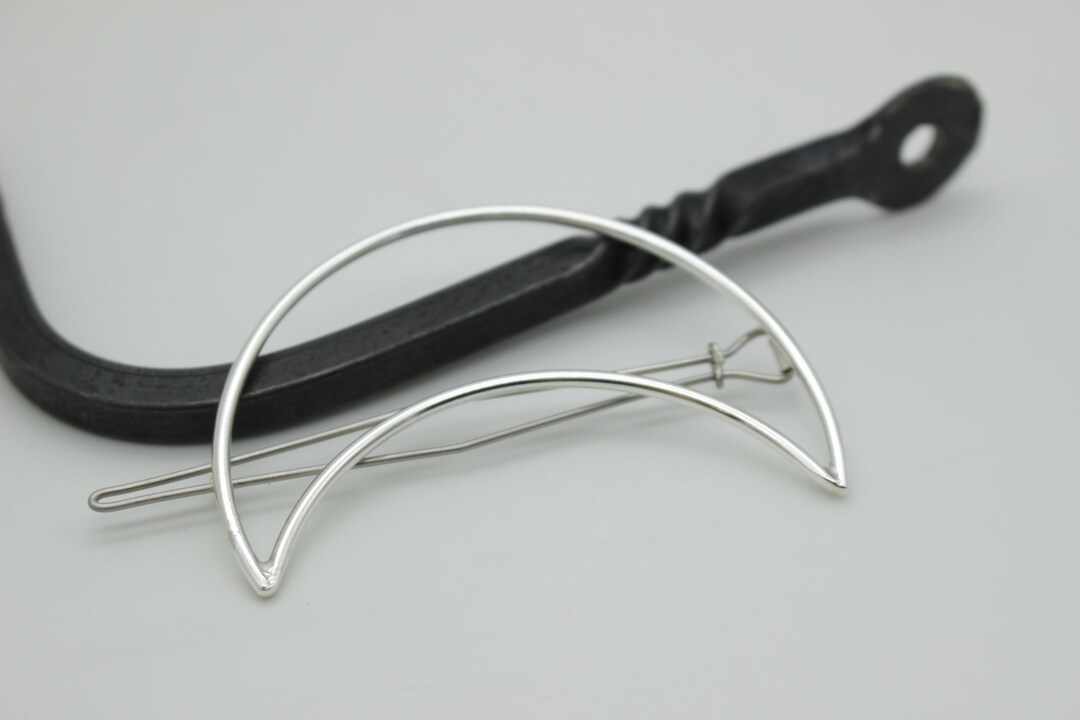 Large Crescent Moon Barrette Sterling Silver Moon Barrette Hair ...