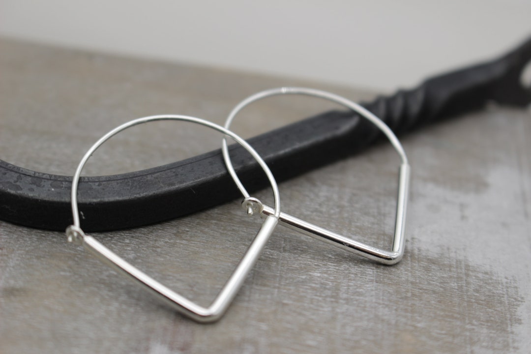 Sterling Silver Geometric Hoop Earrings / Large Hoop Earrings / Womans ...