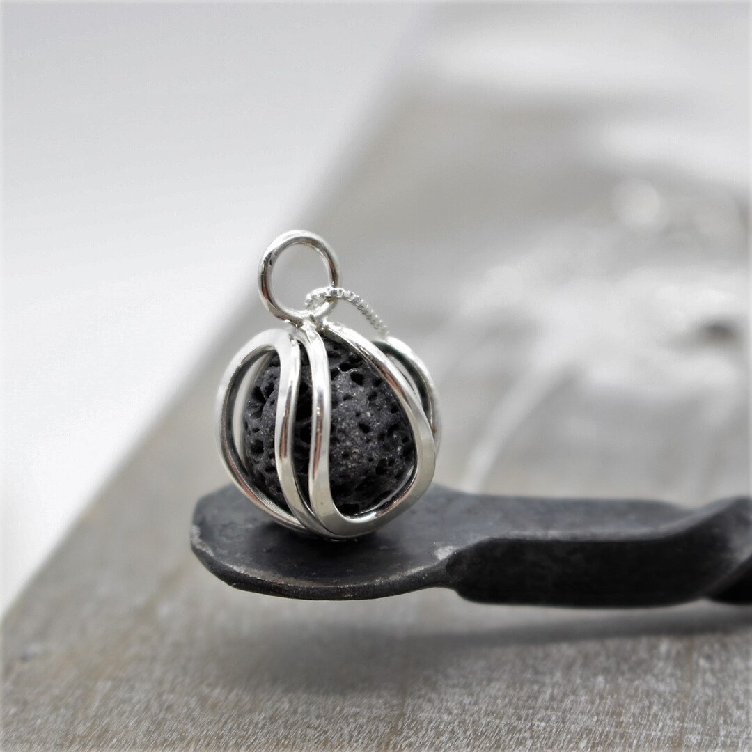 Sterling Silver Aroma Therapy Necklace: Lava Bead Essential Oil ...