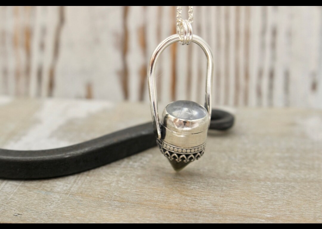 Labradorite Quartz Sterling Silver Fidget Pendant / Spinner Necklace ...