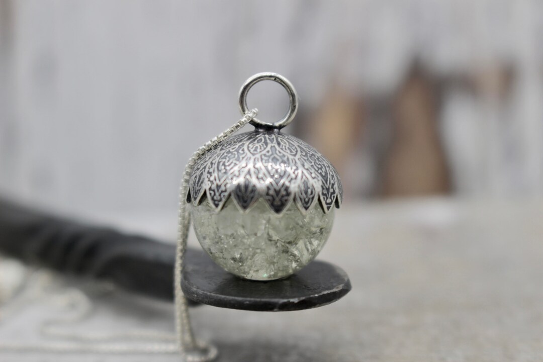 Sterling Silver Shattered Marble Necklace - Mandala Necklace - Charm ...